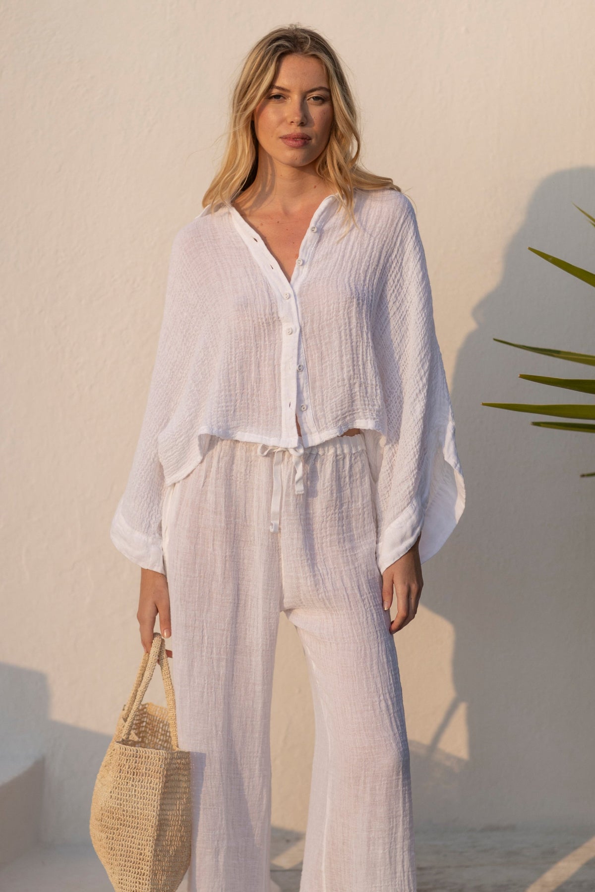Nadia Linen Shirt White – Sunday St Tropez